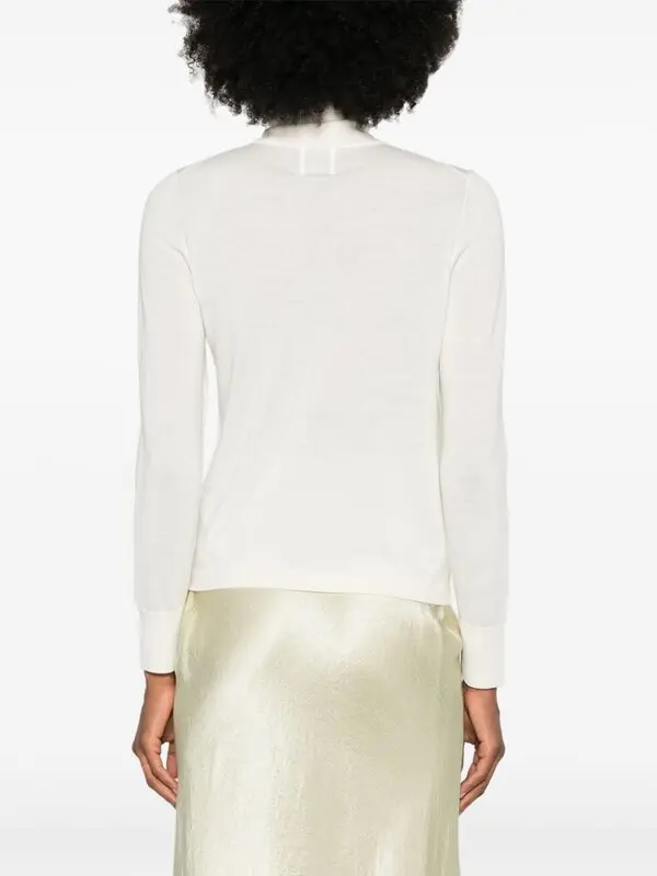 ALLUDE Fine-knit Sweater - White
