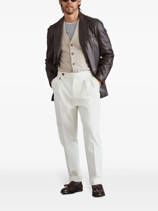 Brunello Cucinelli Pressed-crease Tapered Trousers - White