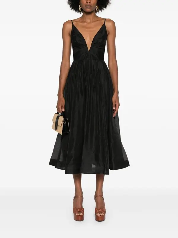 Zimmermann Illustration V-Neck Midi Dress - Black | Editorialist