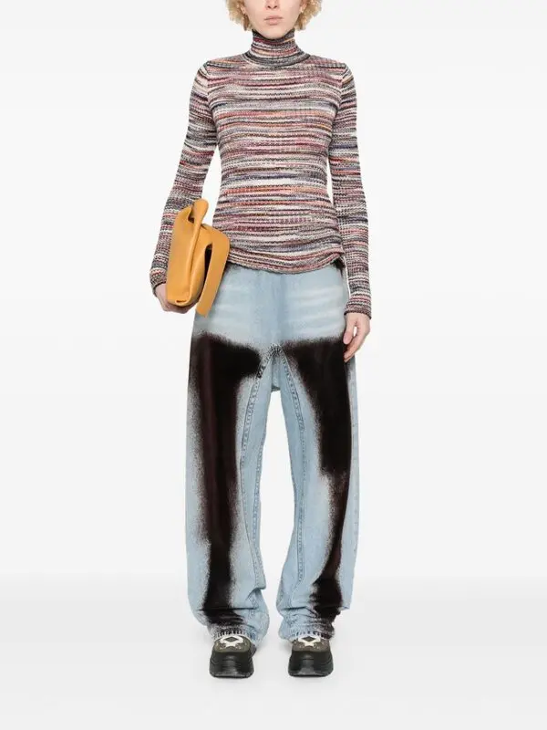 Missoni Striped High Neck Sweater - Pink