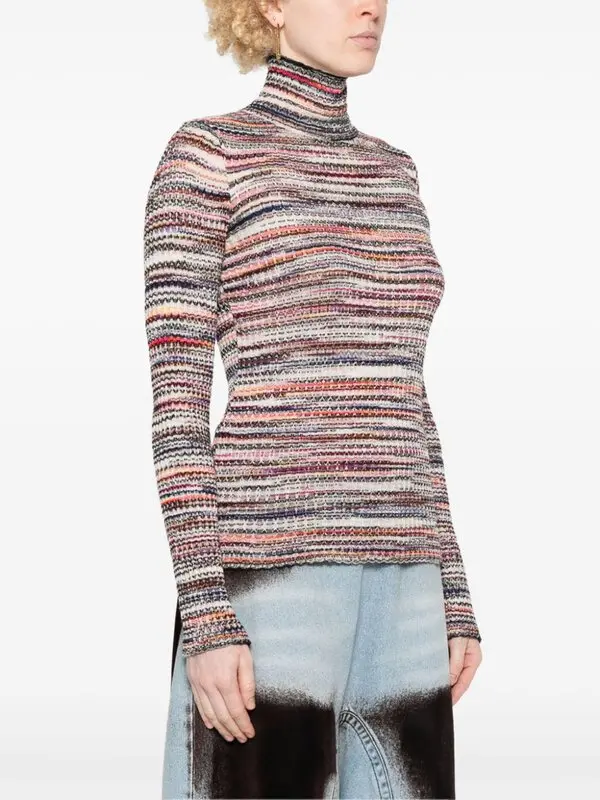 Missoni Striped High Neck Sweater - Pink