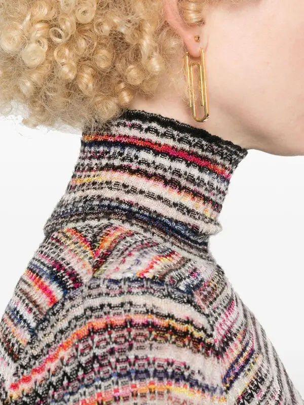Missoni Striped High Neck Sweater - Pink