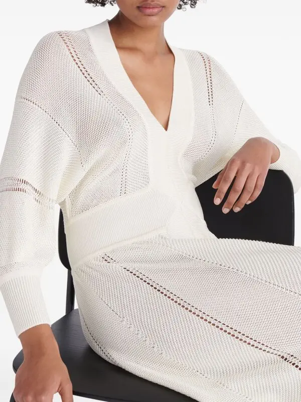 ERES Stella Knitted V-neck Dress - White