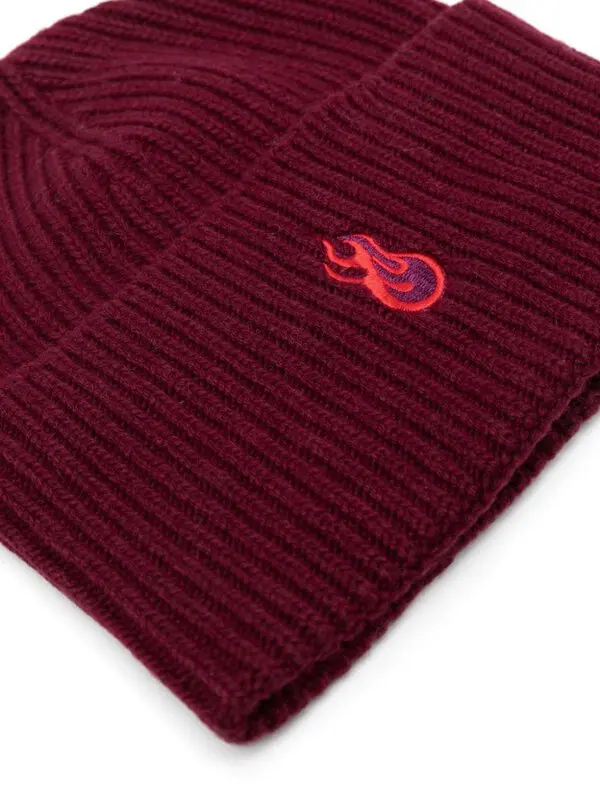 Vision Of Super Flame-Embroide Beanie In Red - 13% Off  display picture 1