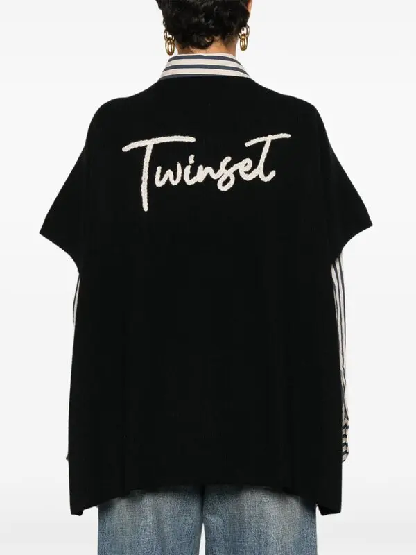 TWINSET Logo-embroidered Poncho - Black