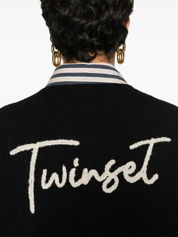 TWINSET Logo-embroidered Poncho - Black