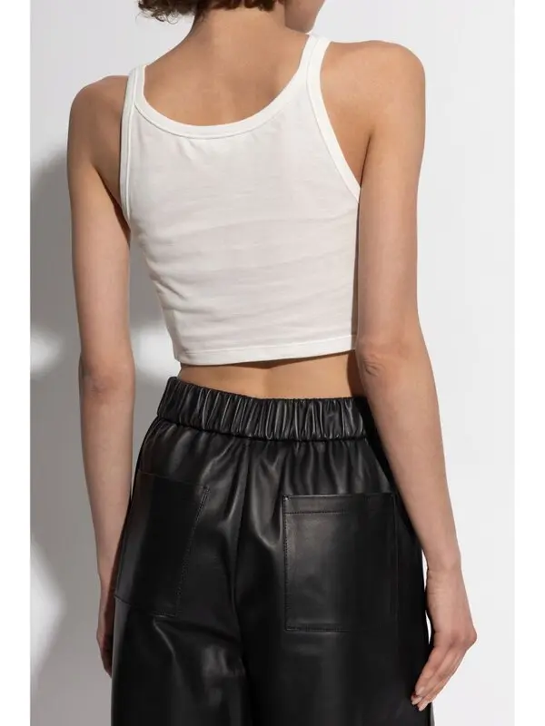 Palm Angels Logo-embroidered Ribbed Tank Top - White
