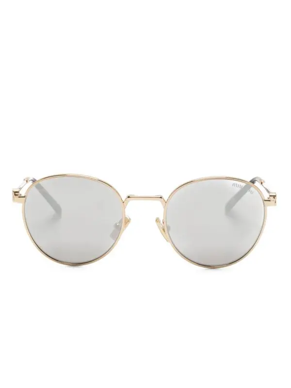 Miu Miu Regard Round Sunglasses - Gold
