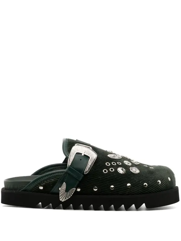 TOGA VIRILIS Eyelet Metal Mules - Green