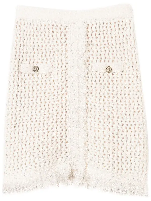 TWINSET Mesh-knit Miniskirt - White