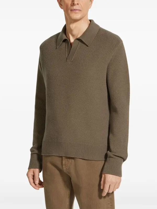 Zegna Oasi Cashmere Polo Shirt - Brown