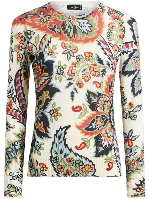 Etro Paisley-print Knitted Top - Neutrals