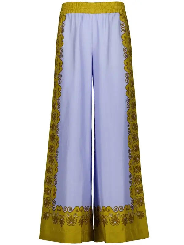 La DoubleJ Printed Palazzo Trousers - Blue