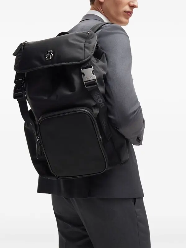 BOSS Double B Monogram Twill Backpack - Black