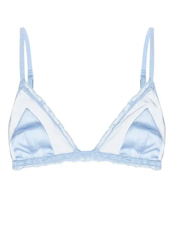Dolce & Gabbana Lace-trimmed Satin Bra - Blue