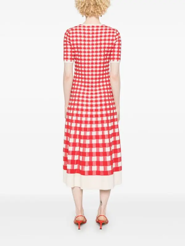 JOSEPH Gingham-jacquard Midi Dress