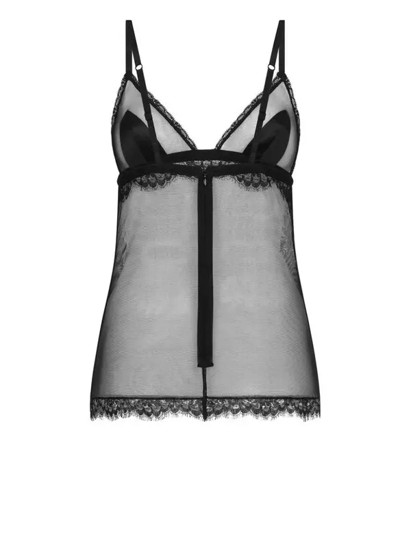 Dolce & Gabbana Lace-detail Sheer Top - Black