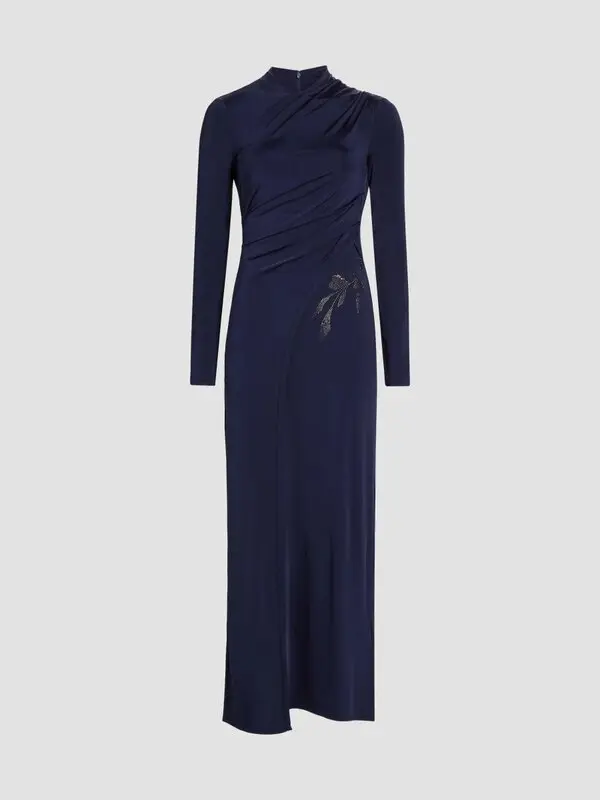 Giorgio Armani Jersey Embellished Maxi Dress - Navy