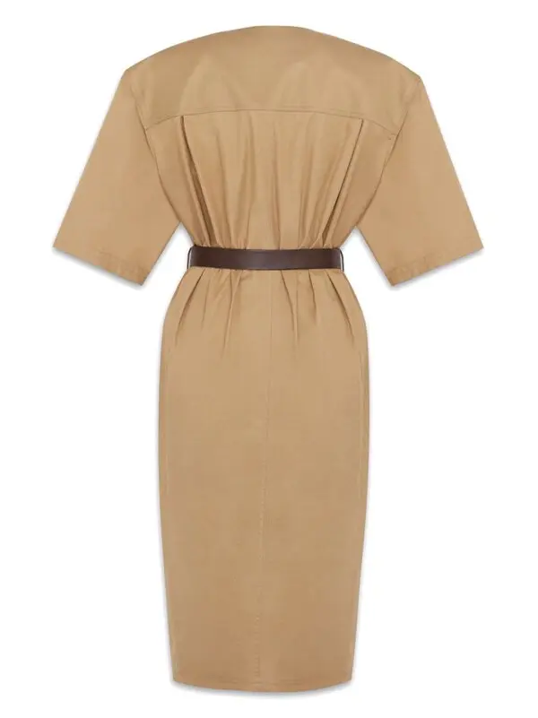 Saint Laurent Cotton Twill Midi Shirt Dress
