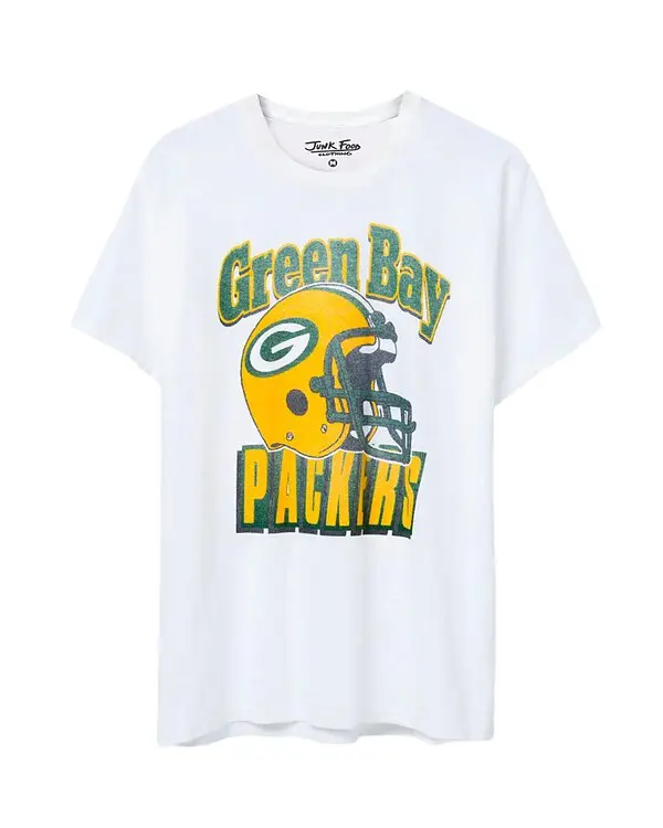 Junk Food Clothing Nfl Green Bay Packers Throwback Helmet Flea Market Tee - White