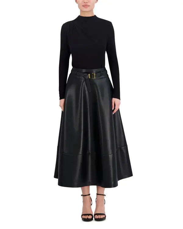 Bcbgmaxazria Faux Leather Belted Maxi Skirt In Black - 25% Off |  Editorialist