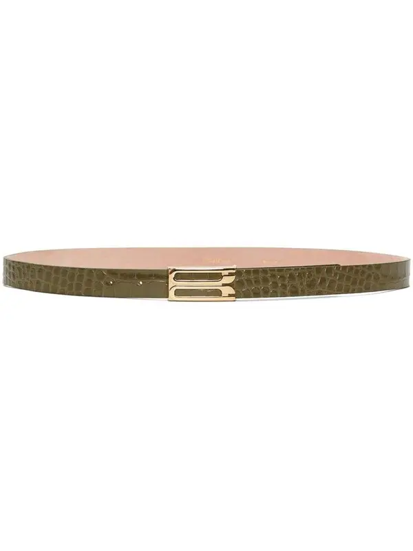 Victoria Beckham Crocodile-embossed Leather Frame Belt - Green