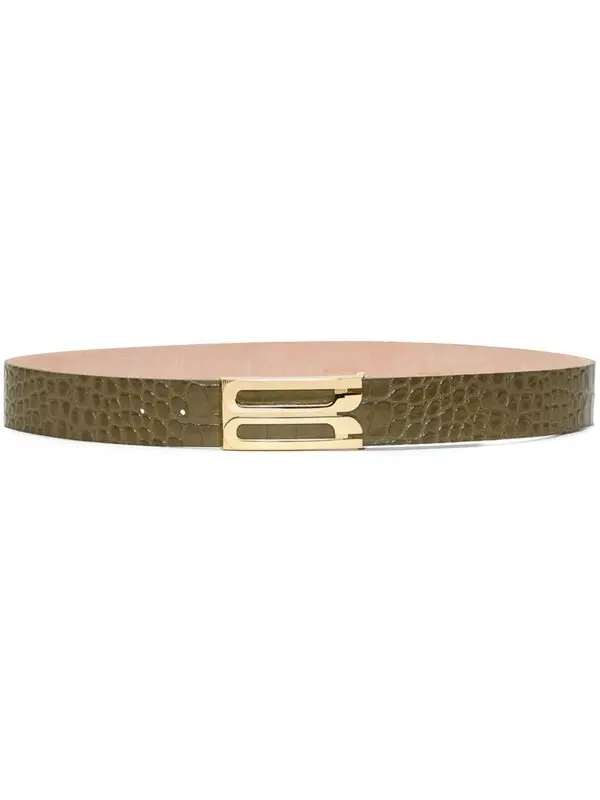 Victoria Beckham Crocodile-embossed Leather Jumbo Frame Belt - Green