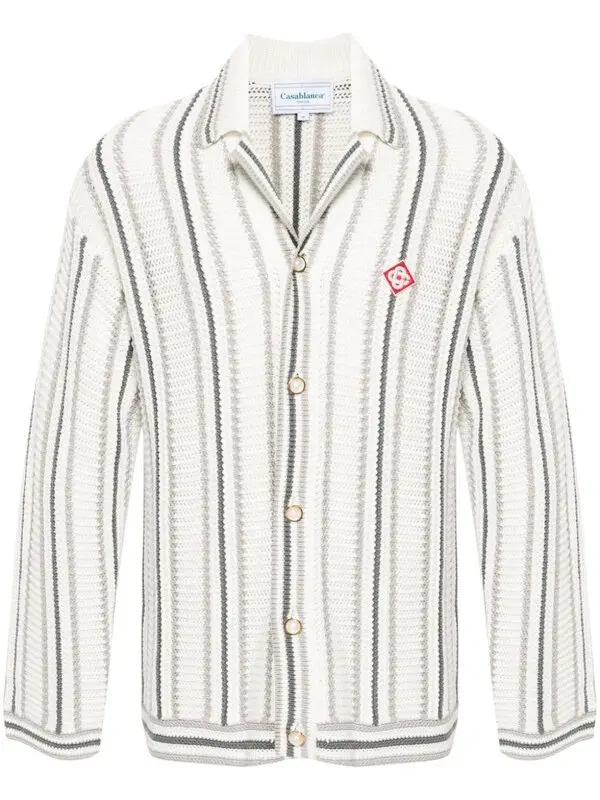 Casablanca Crochet Textured Cardigan - White