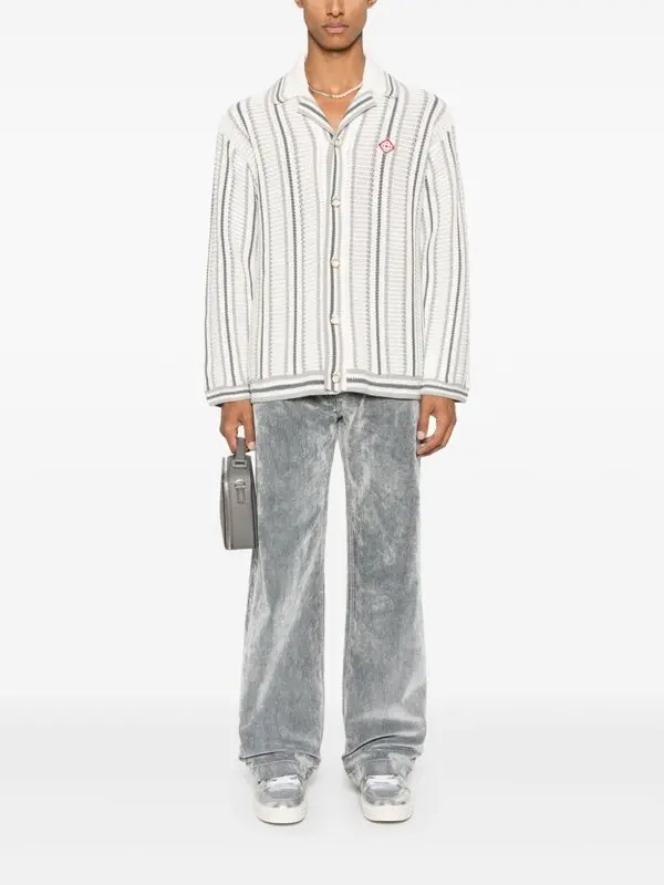 Casablanca Crochet Textured Cardigan - White