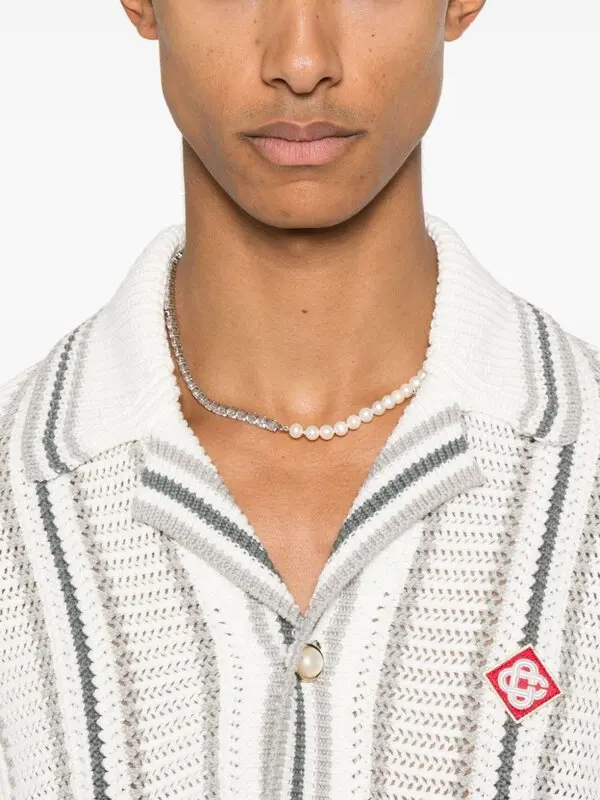 Casablanca Crochet Textured Cardigan - White