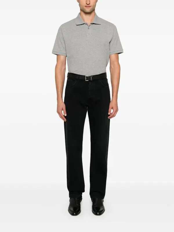 Saint Laurent Piqué-weave Polo Shirt - Grey