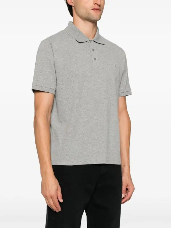 Saint Laurent Piqué-weave Polo Shirt - Grey