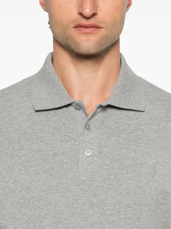 Saint Laurent Piqué-weave Polo Shirt - Grey