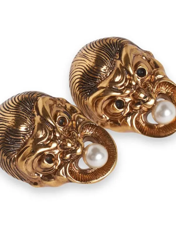 Etro Masks Pearl Earrings - Gold