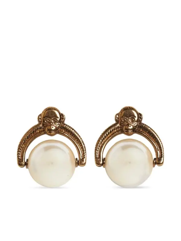Etro Monkey Pearl Earrings - Gold