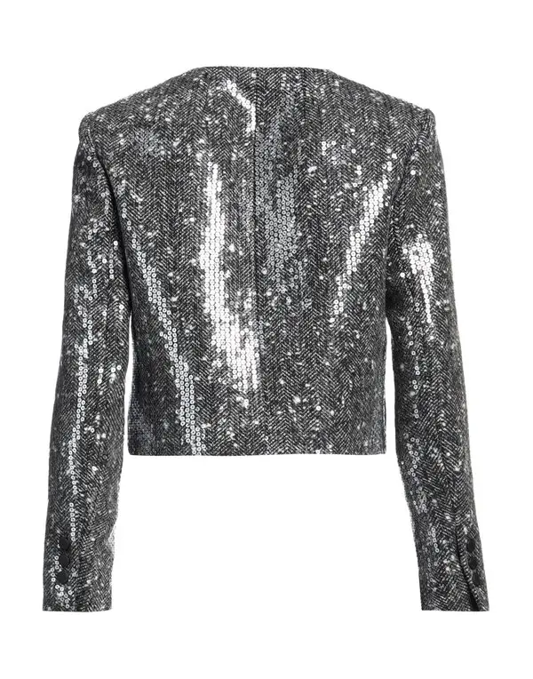 Sandro Bouclé Herringbone Jacket - Charcoal