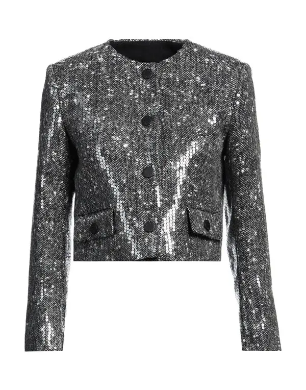 Sandro Bouclé Herringbone Jacket - Grey