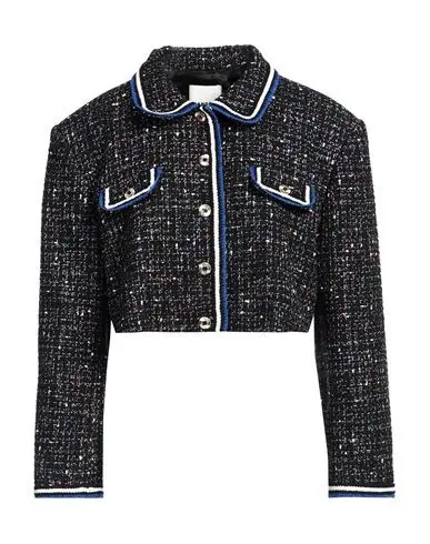 Sandro Jacket In Cotton Blend With Tweed And Metallic Detailing - Black