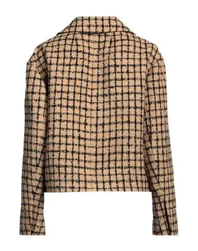 Sandro Bouclé Checked Double-breasted Blazer - Sand