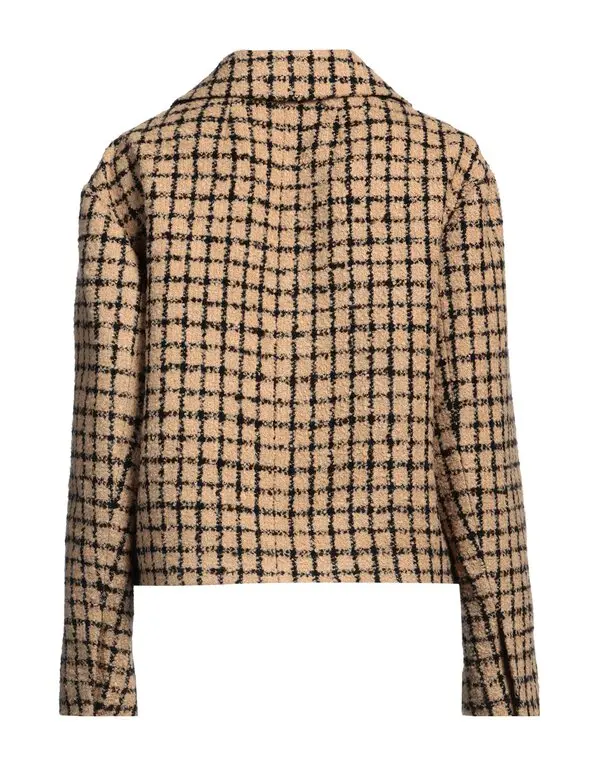 Sandro Bouclé Checked Double-breasted Blazer - Sand