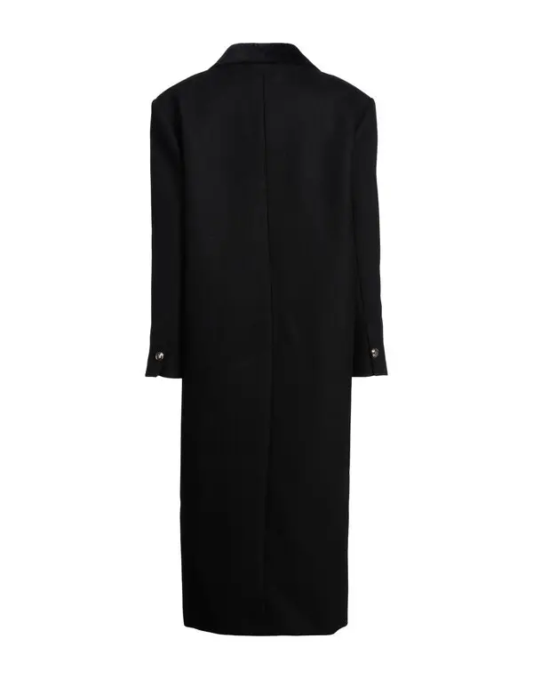 Sandro Flannel Double-breasted Coat With Velvet Trims