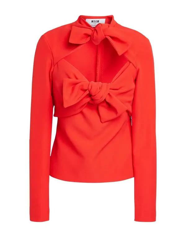 MSGM Bow Blouse - Tomato Red