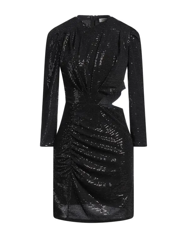 Sandro Sequined Crewneck Mini Dress With 3/4 Sleeves