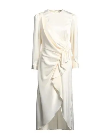 Sandro Midi Dress Cream Size Polyester, Elastane