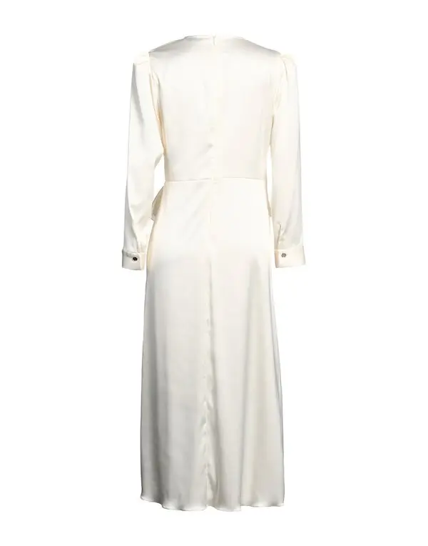 Sandro Midi Dress Cream Size Polyester, Elastane