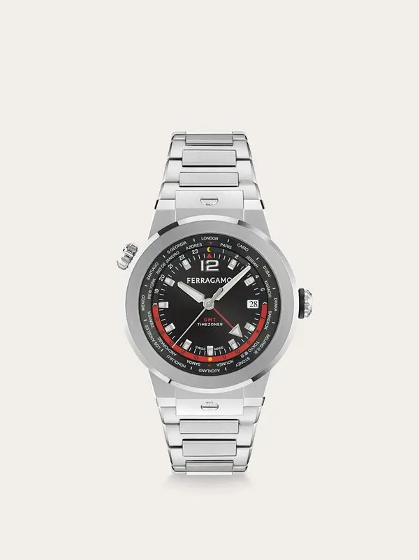 FERRAGAMO F-80 Gmt Strap Watch - Black