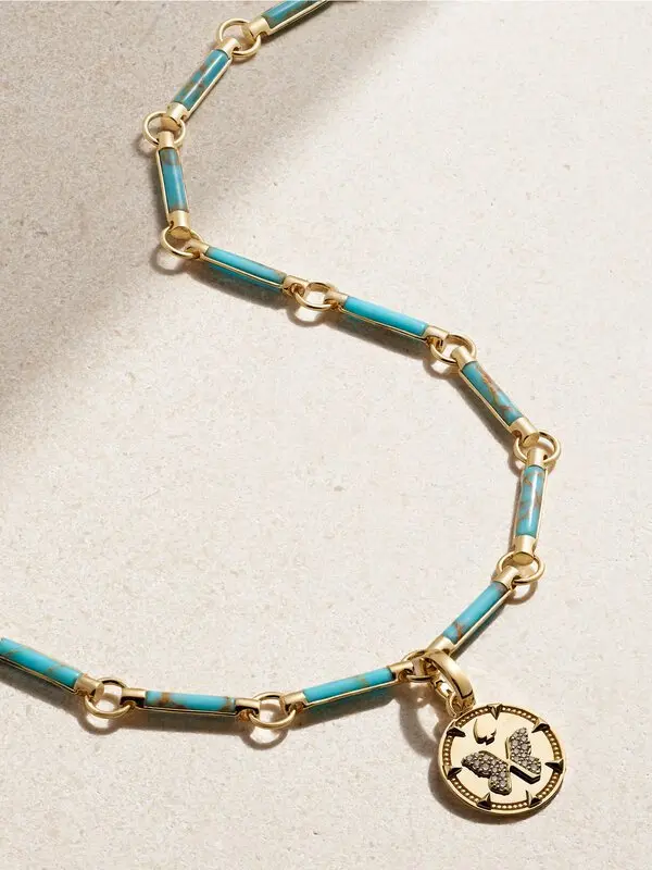 FOUNDRAE Reverie Element 18-karat Turquoise And Diamond Necklace - Gold