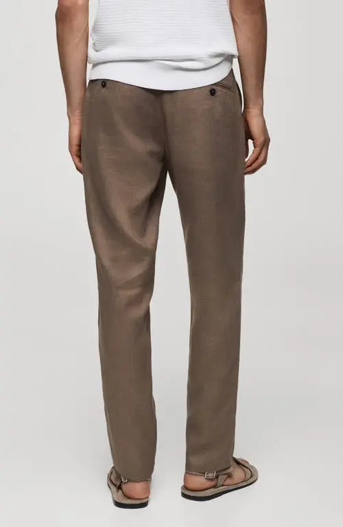 Mango Slim Fit Linen Trousers