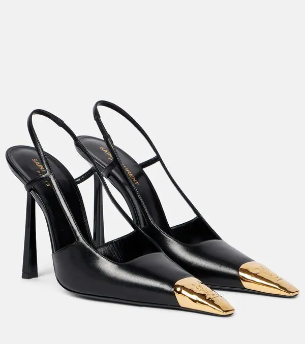 Saint Laurent Jeanne 110 Leather Slingback Pumps - Black