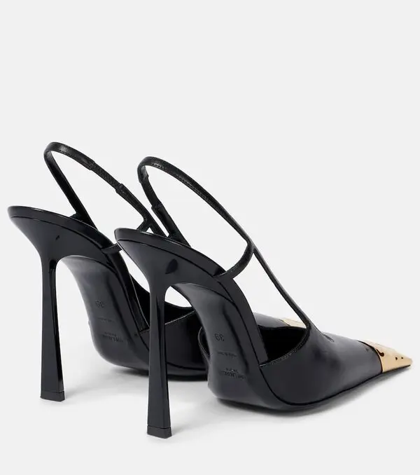 Saint Laurent Jeanne 110 Leather Slingback Pumps - Black